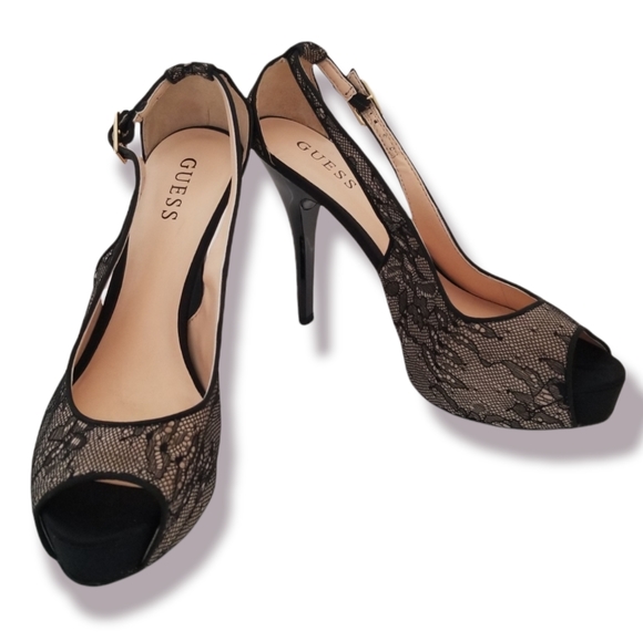 Guess | Shoes | Guess Super Sexy Hondola Slingback Lacey Peep Toe Heels ...
